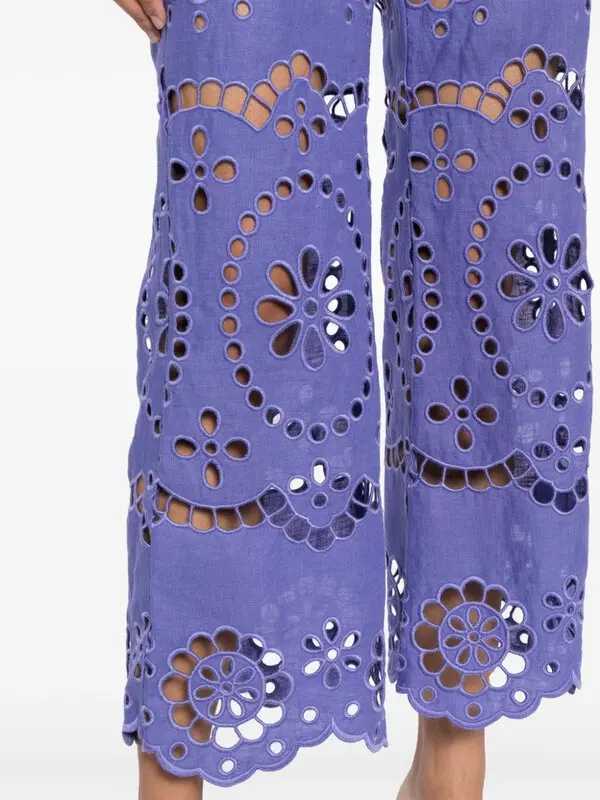 Zimmermann Broderie Anglaise Cropped Trousers - Purple