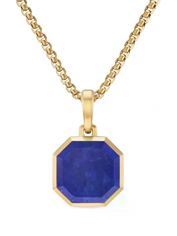 David Yurman 18kt Yellow Gold Faceted Lapis Lazuli 16mm Amulet - Blue