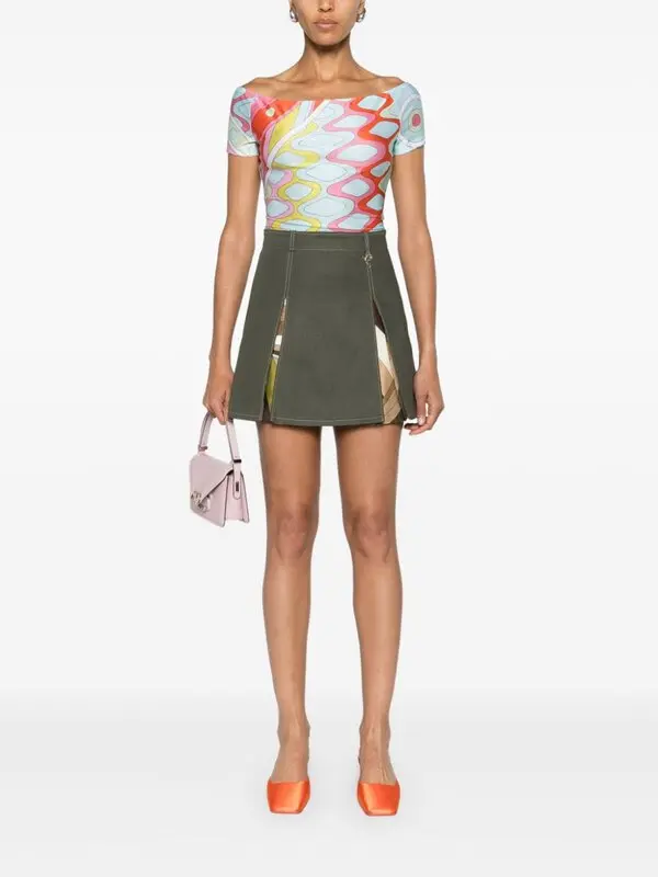 Emilio Pucci Box-pleated Twill Miniskirt