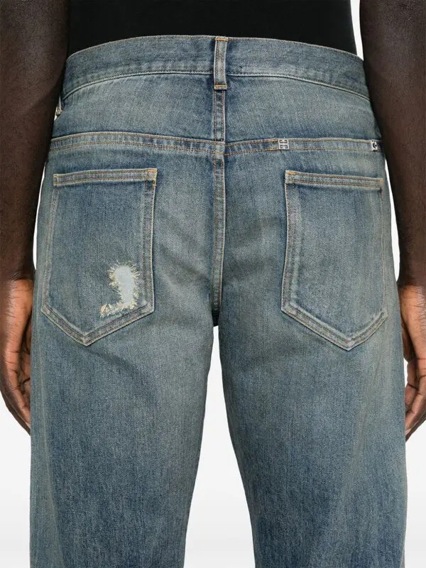 Givenchy Logo-plaque Distressed Straight Jeans