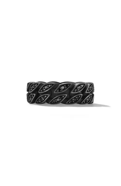 David Yurman Black Diamond Curb Chain Ring - Titanium