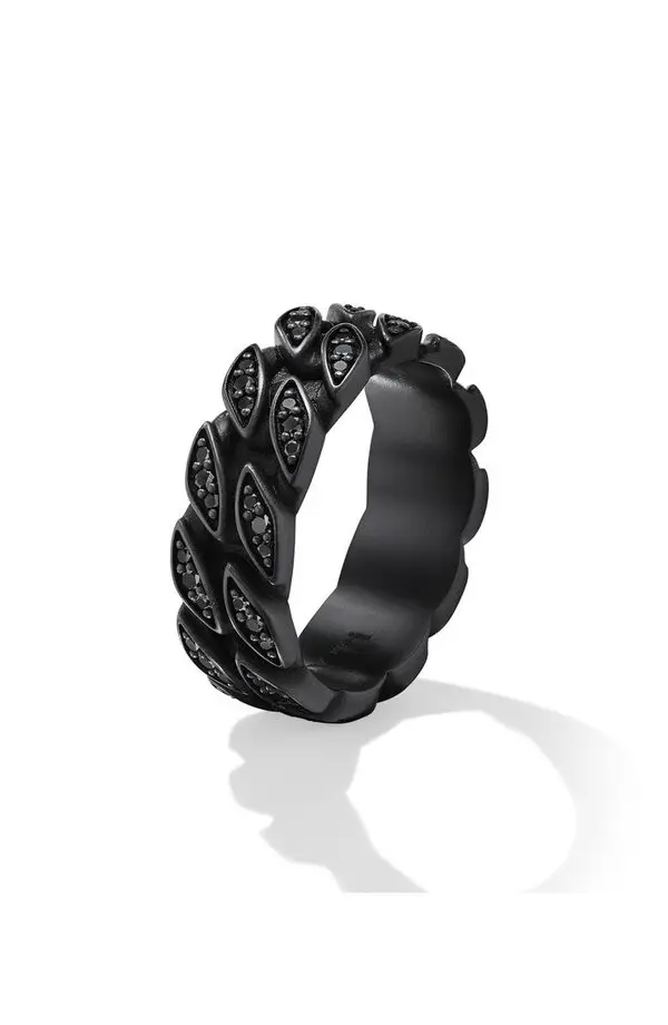 David Yurman Black Diamond Curb Chain Ring