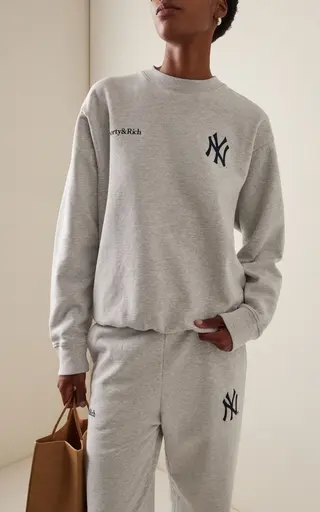 Sporty & Rich X Yankees Cotton Sweatshirt Xs In Grey - 40