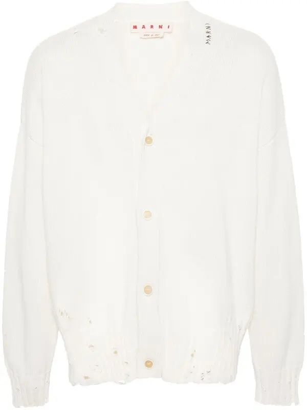 Marni V-neck Cotton Cardigan - White