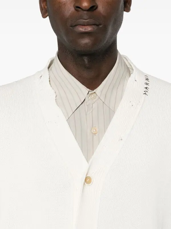 Marni V-neck Cotton Cardigan - White