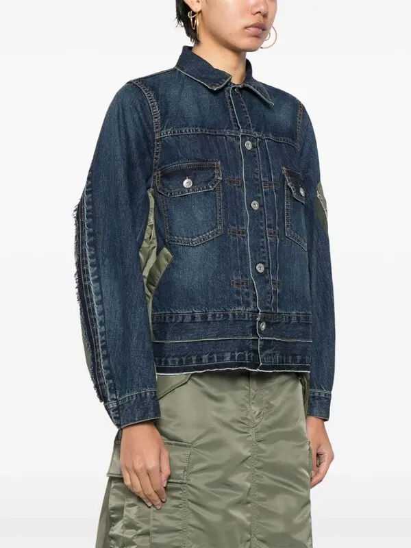 Sacai Panelled Denim Jacket - Blue