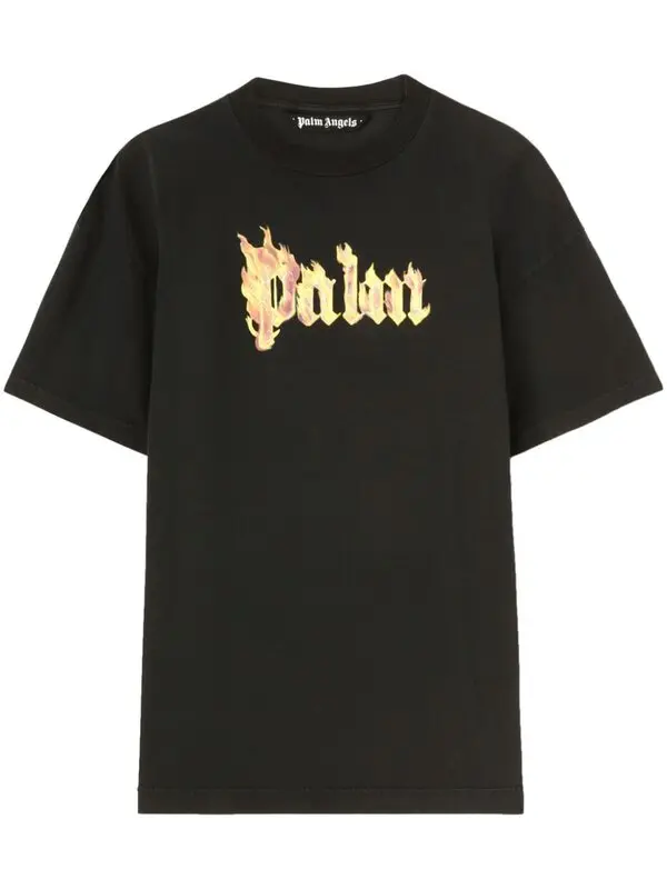 Palm Angels Logo-print Cotton T-shirt - Black