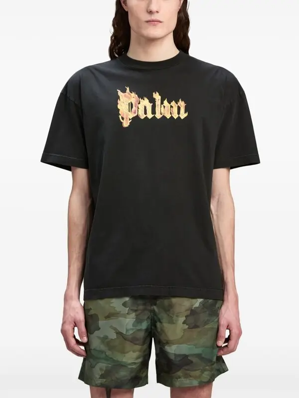 Palm Angels Logo-print Cotton T-shirt - Black