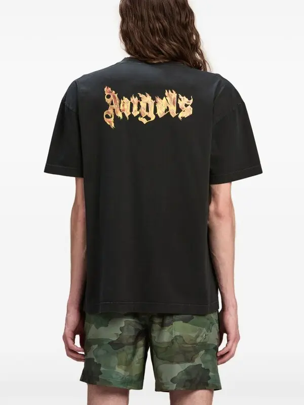 Palm Angels Logo-print Cotton T-shirt - Black