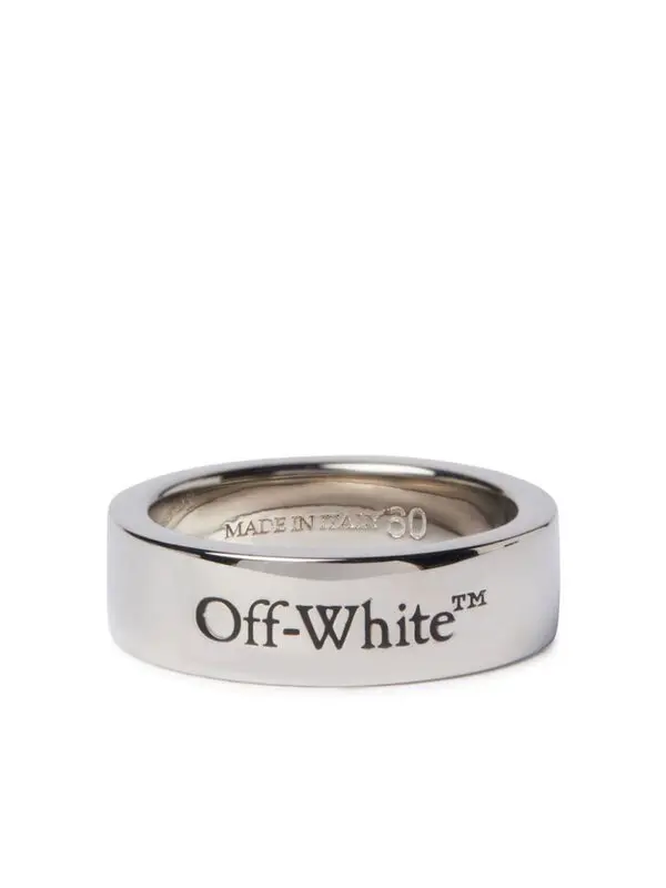 Off-White Logo-engraved Brass Ring - Silver