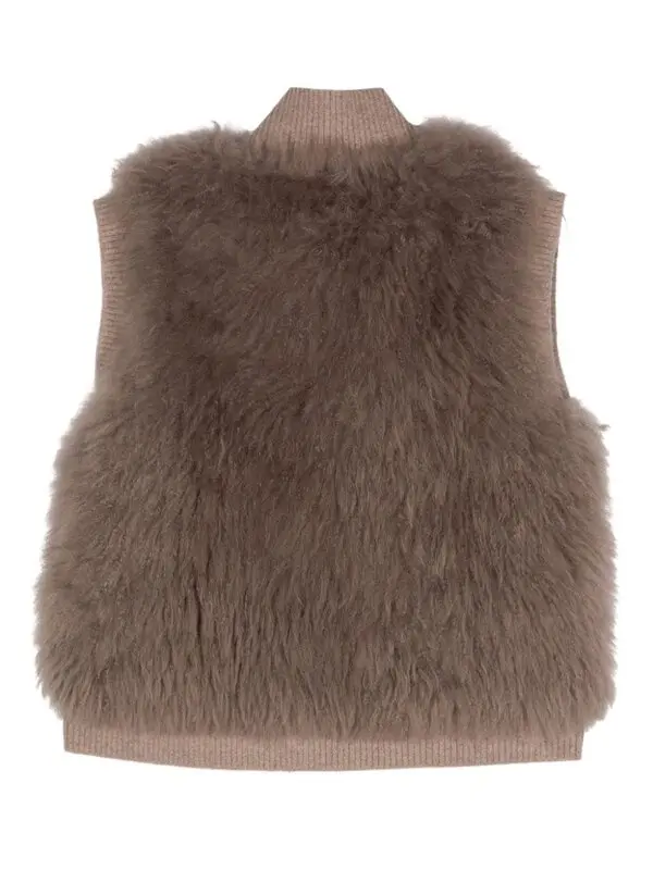 LISKA Fur-design Ribbed-trim Gilet
