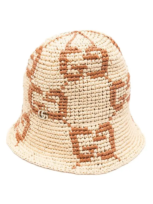 Gucci Gg Supreme Raffia Bucket Hat - Neutrals