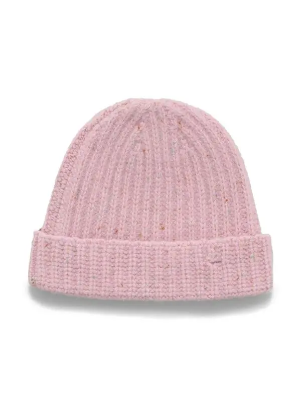 Marni Logo-embroidered Ribbed-knit Beanie - Pink