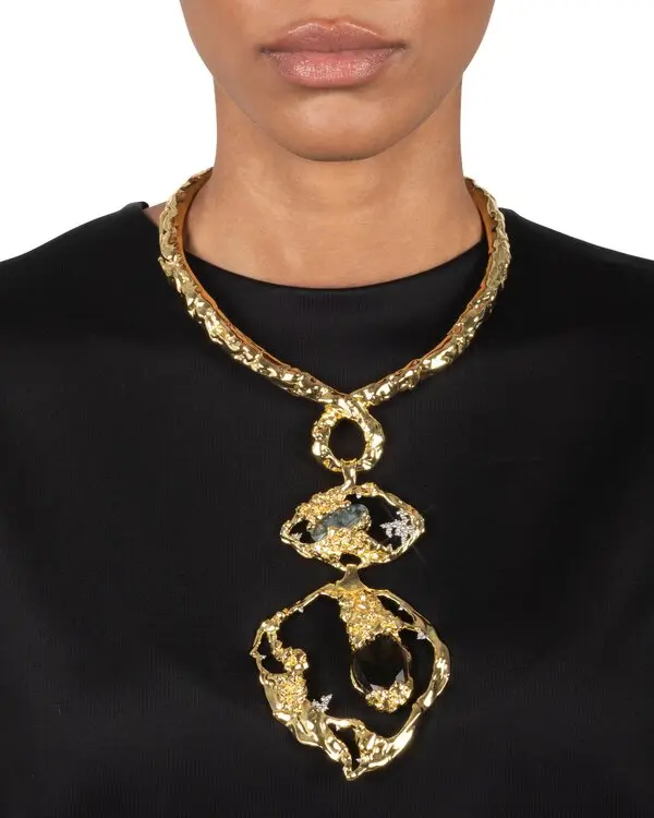 Alexis Bittar Brut Mosaic Collar Necklace - Gold
