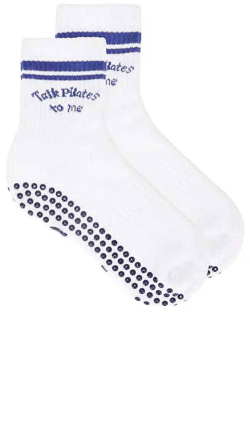 SOULS. Talk Pilates To Me Grip Socks - White