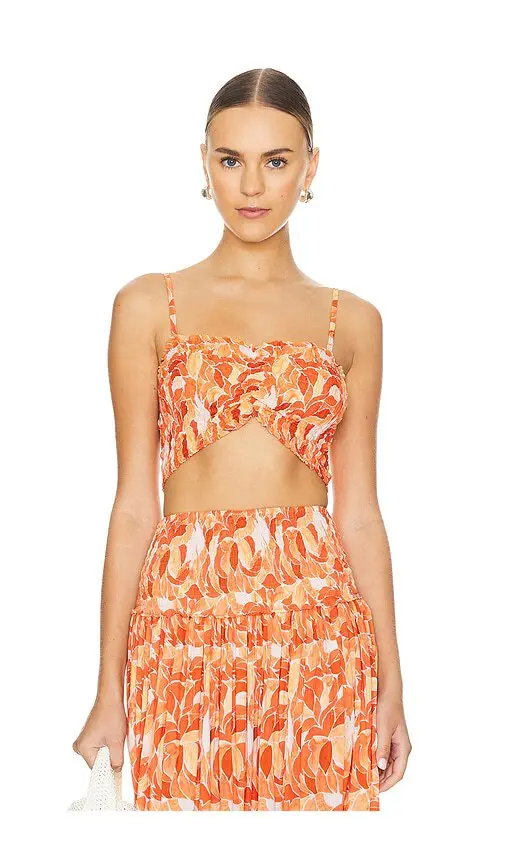 Tiare Hawaii Havana Top In Orange - Scattered Petals Gold
