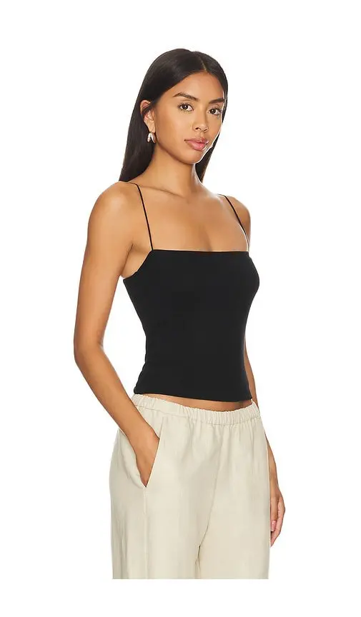 Enza Costa Silk Knit Strappy Essential Tank - Black