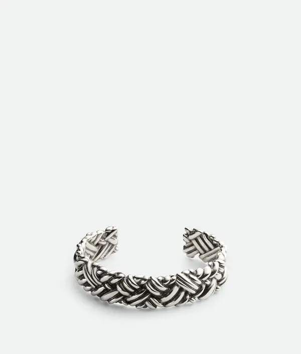 BOTTEGA  VENETA Bottega Veneta Intreccio Cuff Bracelet - Silver