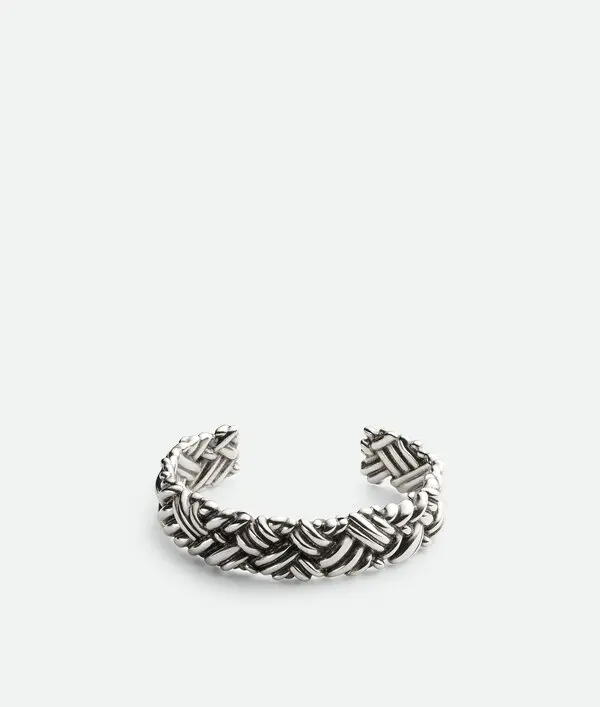 Bottega Veneta Intreccio Medium Cuff Bracelet - Silver