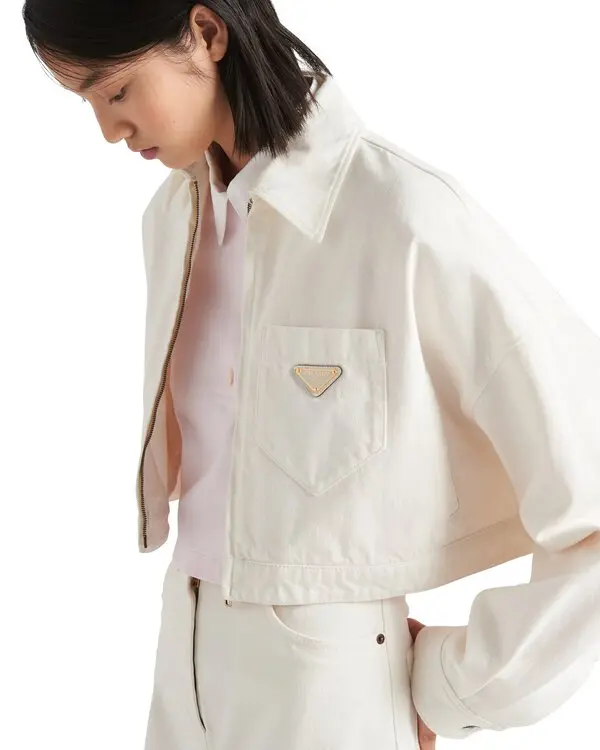 Prada Denim Blouson Jacket - White