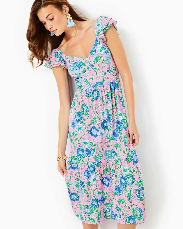 Lilly Pulitzer Bayleigh Midi Dress - Conch Shell Pink Rumor Has It |  Editorialist