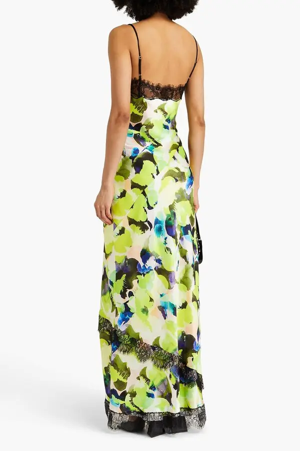 Nicholas Lacetrimmed Printed Maxi Dress In Lime Green - 85% Off |  Editorialist