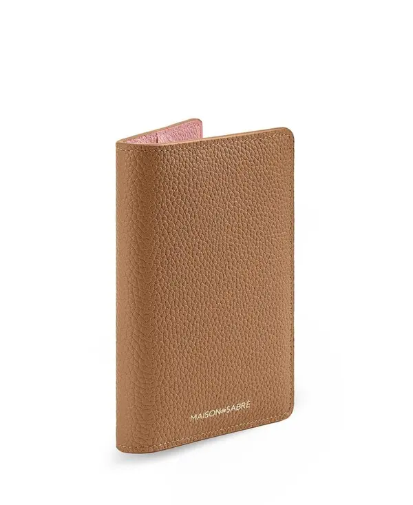 MAISON DE SABRE Leather Passport Holder - Sandstone Lily