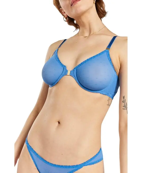 PEACHAUS Sakura Front-close Recycled-lace Underwired Bra - Mountain Blue
