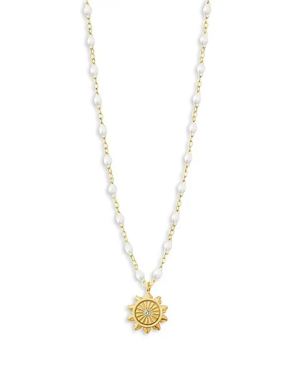 Gigi Clozeau 18k Yellow Gold Bead Sun Pendant Necklace - Gold/white