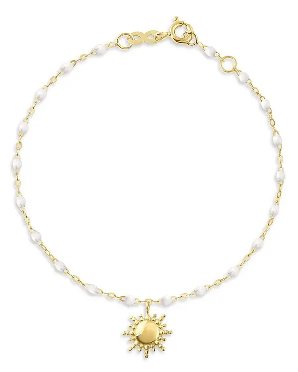 Gigi Clozeau 18k Yellow Gold Bead Sun Pendant Bracelet - Gold/white