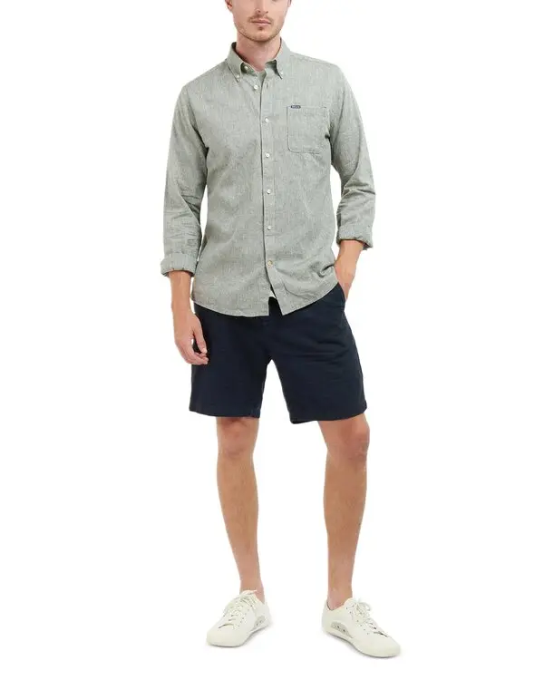 Barbour Nelson Tailored Fit Long Sleeve Button Down Shirt - Bleached Olive
