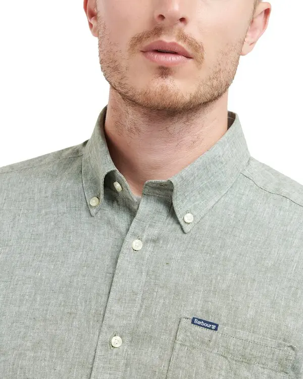 Barbour Nelson Tailored Fit Long Sleeve Button Down Shirt - Bleached Olive