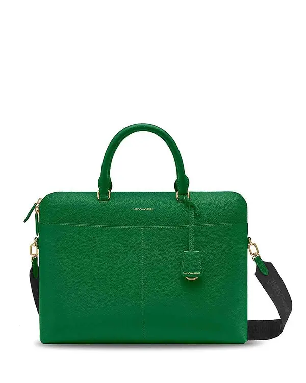 MAISON DE SABRE Leather Laptop Bag With Top Handle And Shoulder Strap - Emerald Green