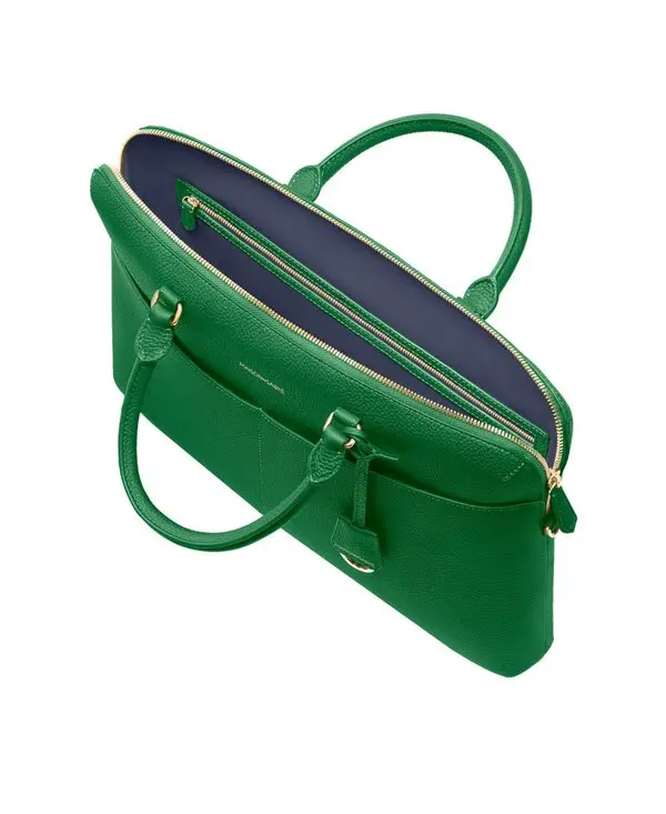MAISON DE SABRE Leather Laptop Bag With Top Handle And Shoulder Strap - Emerald Green