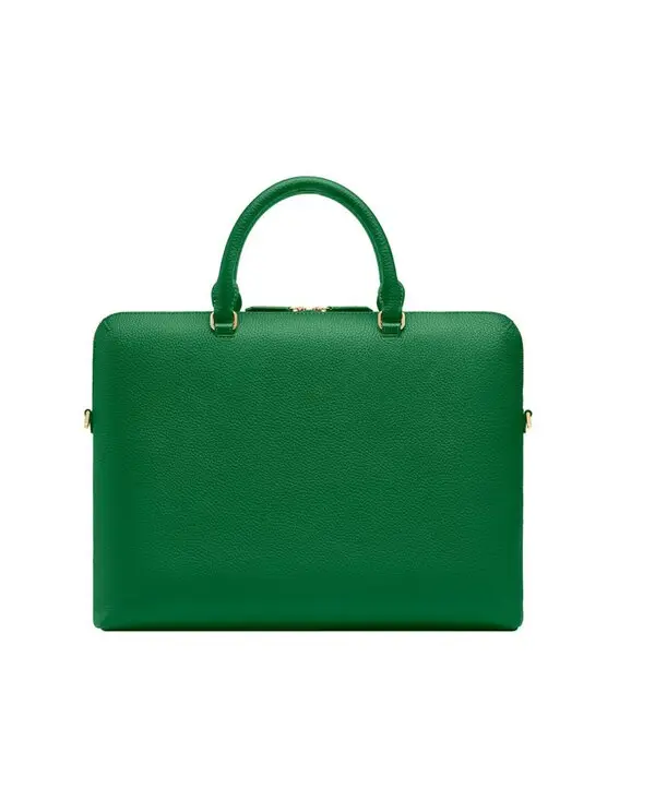MAISON DE SABRE Leather Laptop Bag With Top Handle And Shoulder Strap - Emerald Green