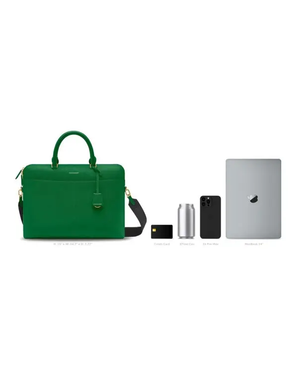 MAISON DE SABRE Leather Laptop Bag With Top Handle And Shoulder Strap - Emerald Green