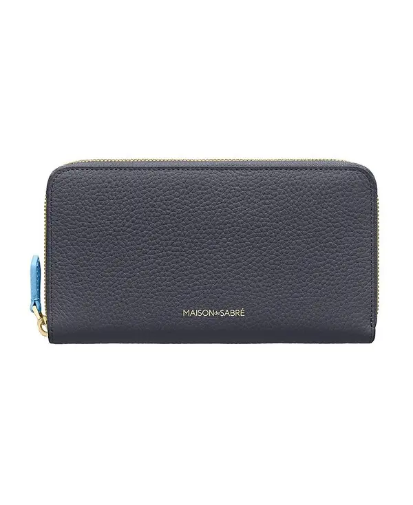MAISON DE SABRE Long Leather Zip Wallet - Graphite Sky