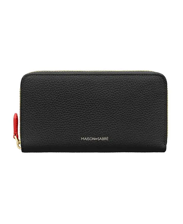 MAISON DE SABRE Long Leather Zip Wallet - Rouge Noir