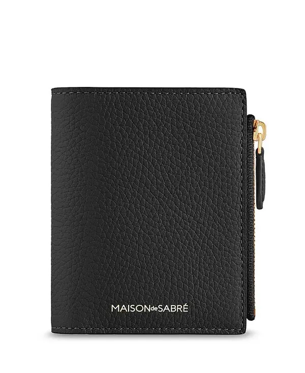 MAISON DE SABRE Small Leather Bifold Wallet - Black Caviar