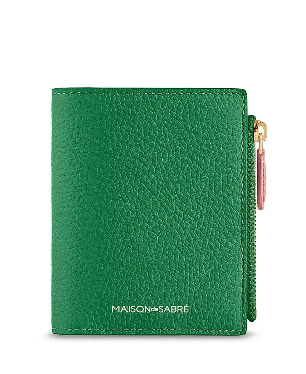 MAISON DE SABRE Small Leather Bifold Wallet - Emerald Lily