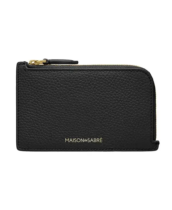 MAISON DE SABRE Leather Zip Card Holder - Black Caviar
