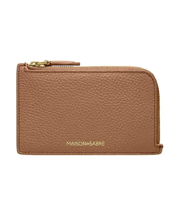 MAISON DE SABRE Leather Zip Card Holder - Sandstone Brown