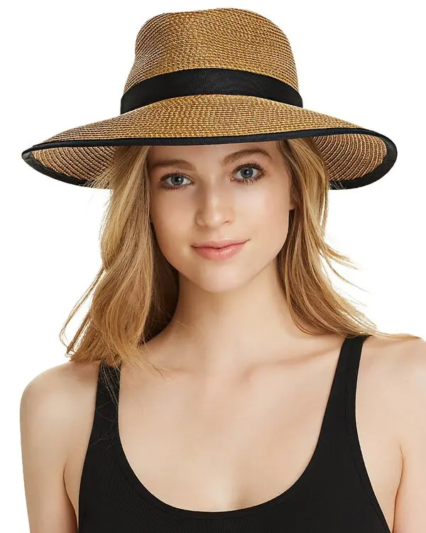 Eric Javits Sun Crest Packable Hat - Natural/black