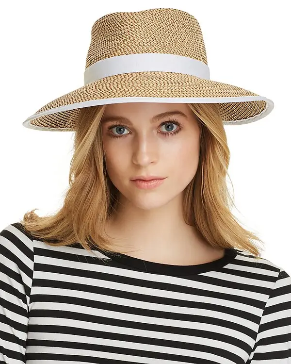 Eric Javits Sun Crest Packable Hat - Peanut/white