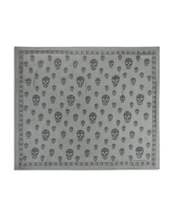Alexander McQueen Skull Silk Scarf - Khaki