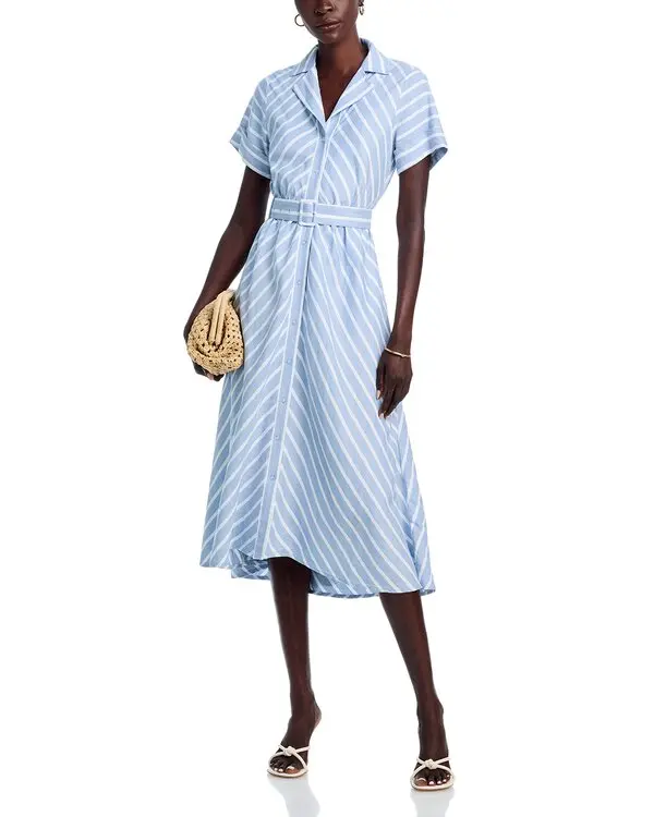 T Tahari Short Sleeve Midi Shirt Dress