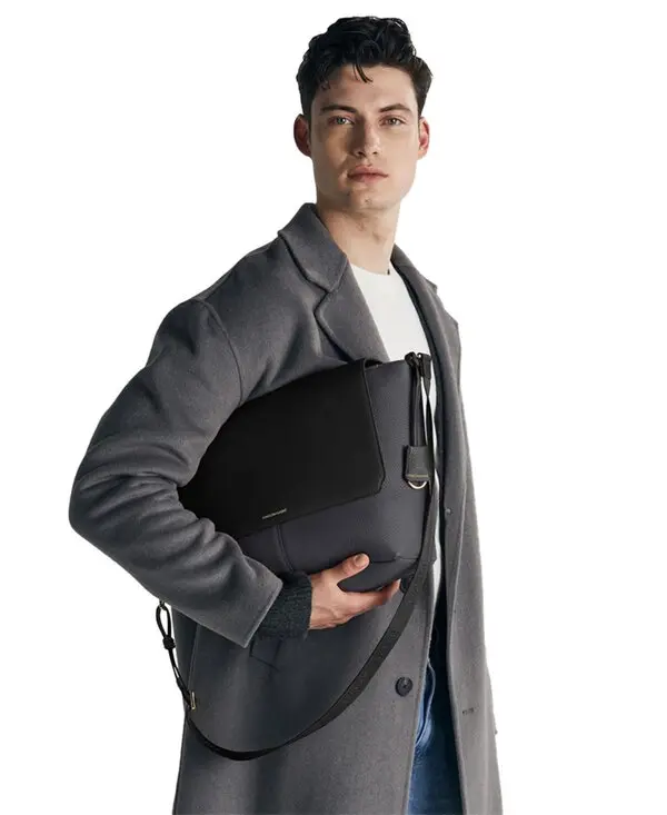 MAISON DE SABRE Leather Messenger Bag - Graphite Caviar