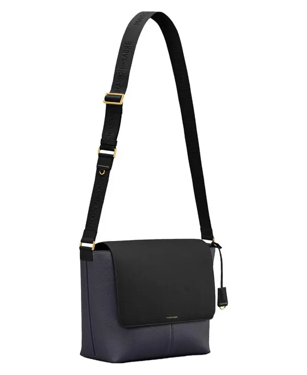 MAISON DE SABRE Leather Messenger Bag - Graphite Caviar