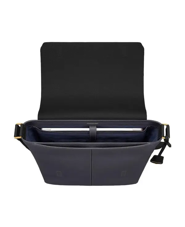 MAISON DE SABRE Leather Messenger Bag - Graphite Caviar