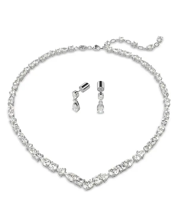 SWAROVSKI Mesmera Necklace And Drop Earrings Set - Silver